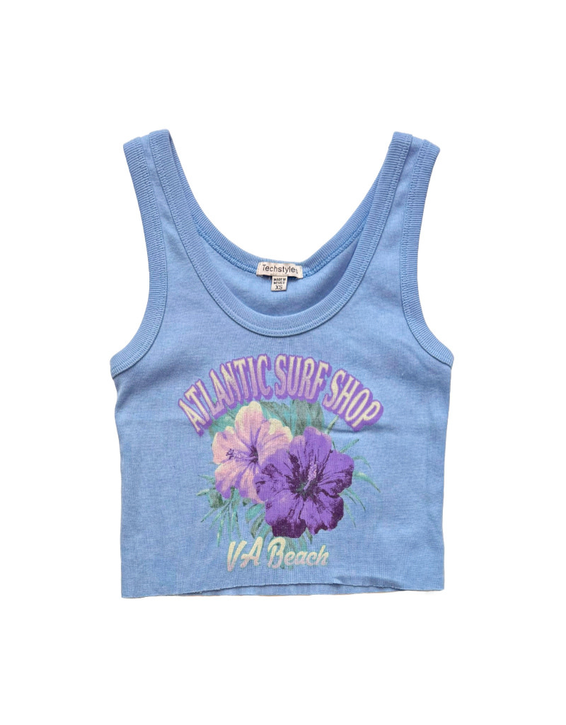 Atlantic Surf Tropics Crop Ladies Tank Baby Blue - Atlantic Surf Shop