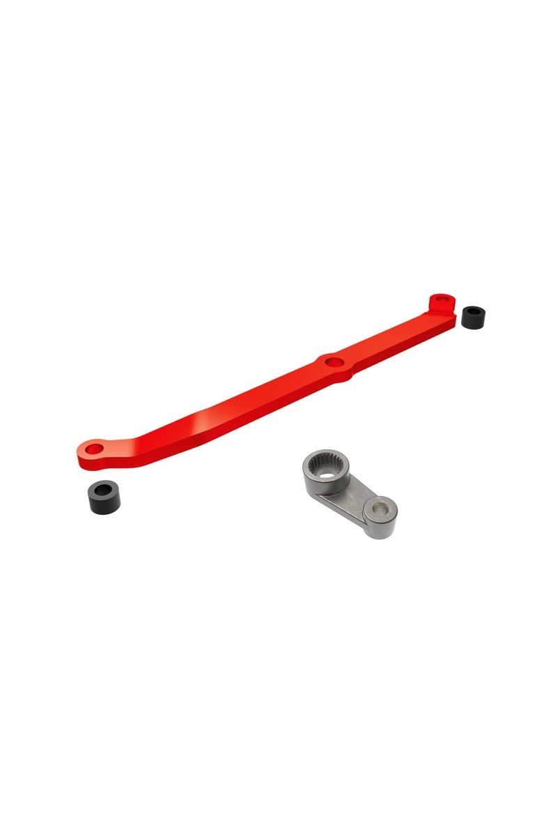 TRA9748-RED STEERNG LNK ALUM RED/SERVO HRN - HobbyQuarters