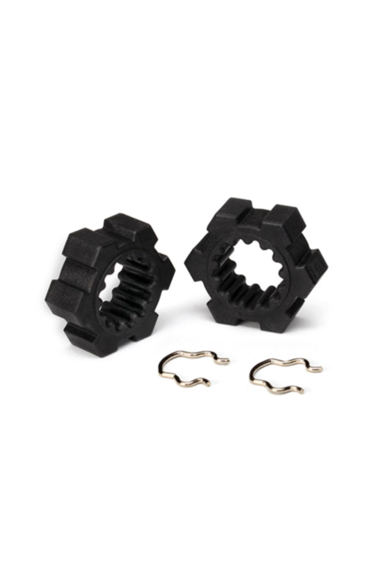 TRA7756 Wheel Hubs Hex & Clips X-Maxx (2) - HobbyQuarters