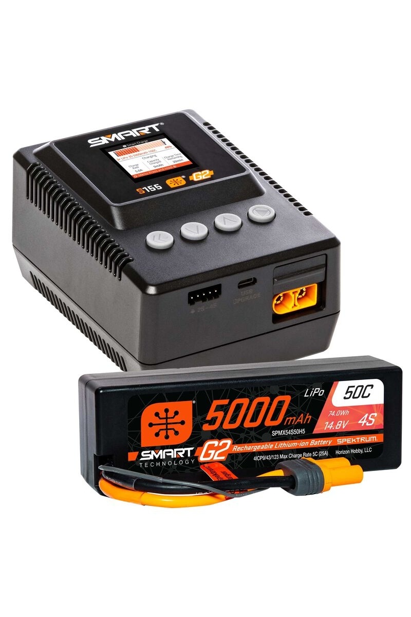 SPMXPSS400 Smart Powerstage: 5000mAh 4S LiPo & S155 Charger - HobbyQuarters