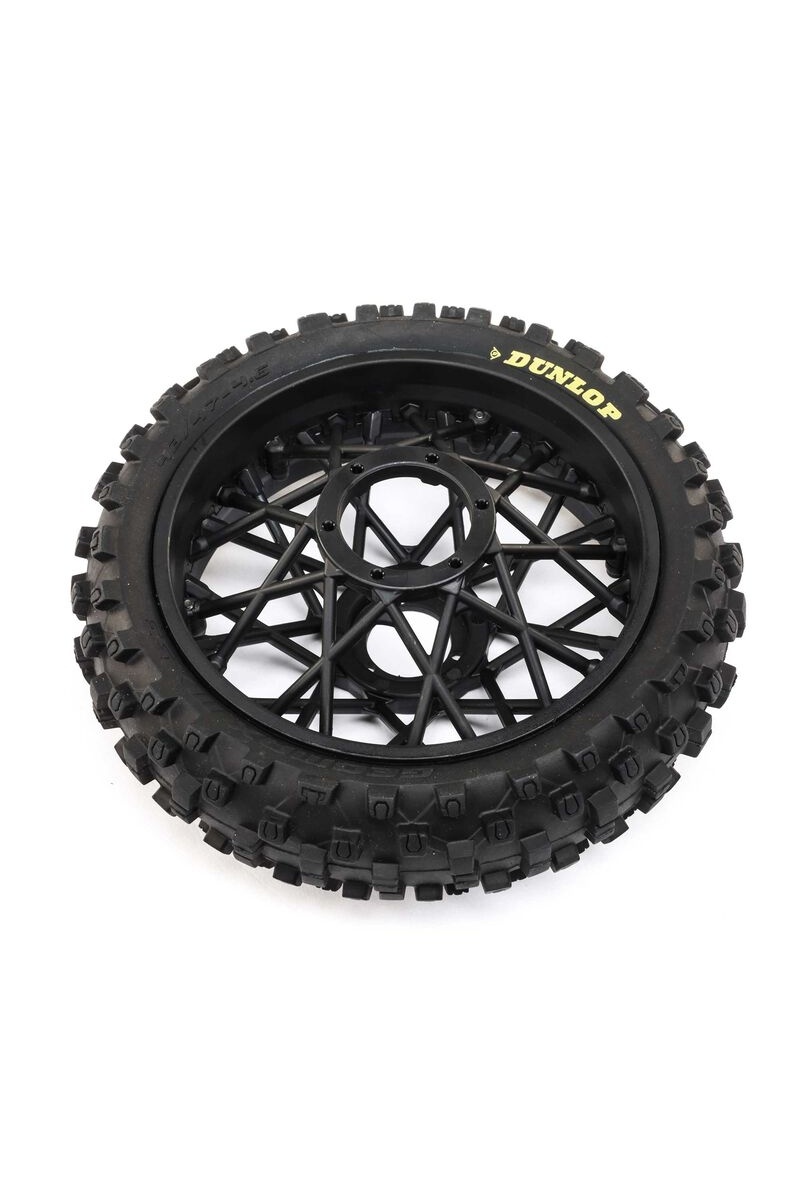 LOS46005 Dunlop MX53 Rear Tire Mounted, Black: PM-MX - HobbyQuarters