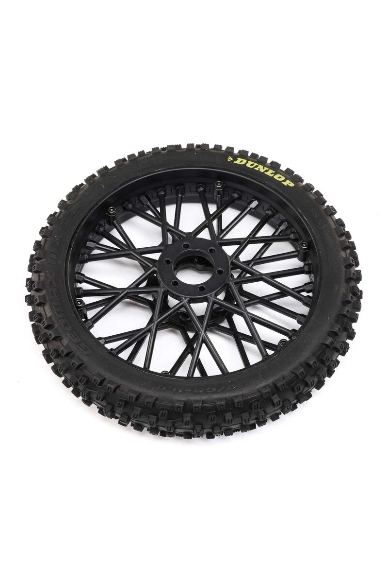 LOS46004 Dunlop MX53 Front Tire Mounted, Black: PM-MX - HobbyQuarters