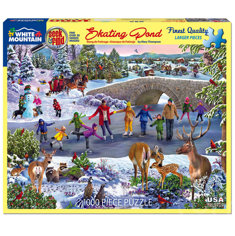 White Mountain Skating Pond Puzzle 1000pcs - Puzzles Canada