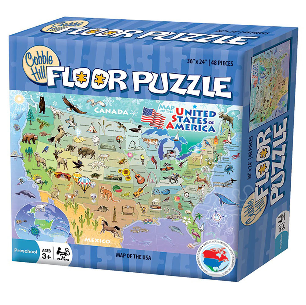 Cobble Hill Map of the USA Floor Puzzle 48pcs - Puzzles Canada