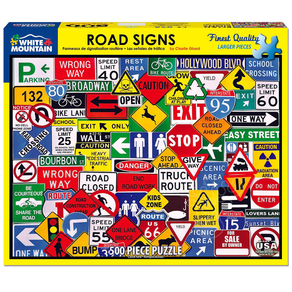 White Mountain Road Signs Puzzle 500pcs - Puzzles Canada