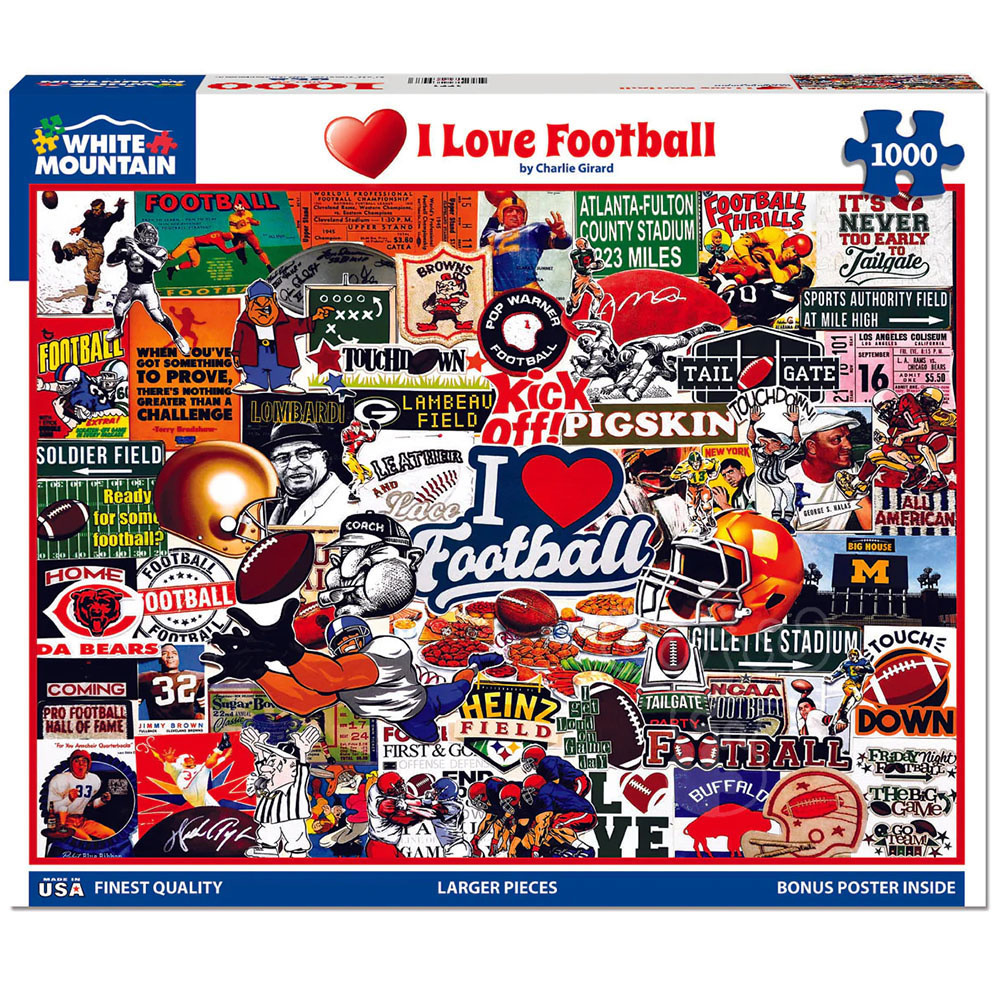 White Mountain I Love Football Puzzle 1000pcs - Puzzles Canada