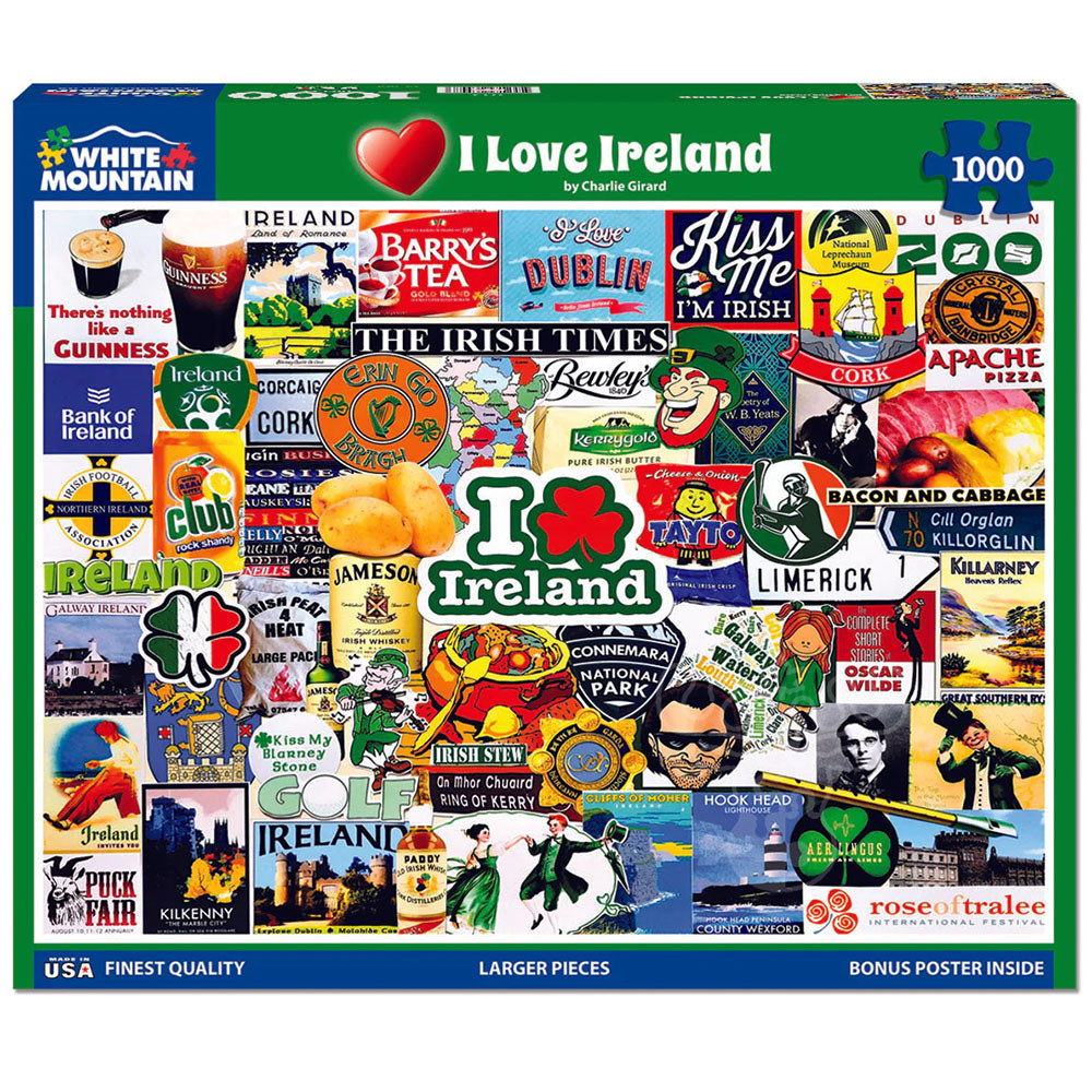 White Mountain I Love Ireland Puzzle 1000pcs - Puzzles Canada