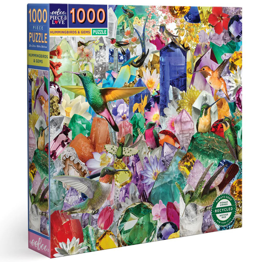 eeBoo Hummingbirds and Gems Puzzle 1000pcs - Puzzles Canada