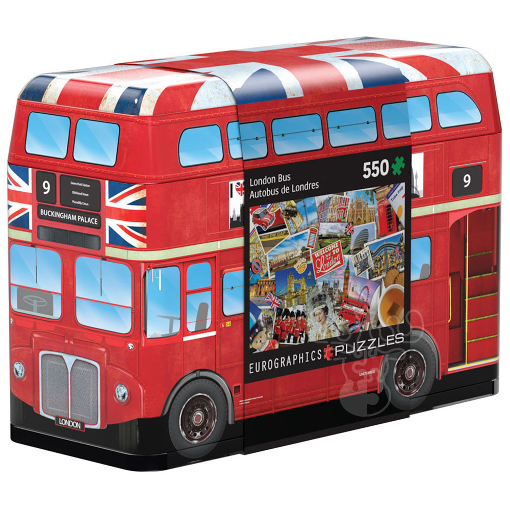 Eurographics London Bus Puzzle 550pcs in a Bus Shaped Tin - Puzzles Canada