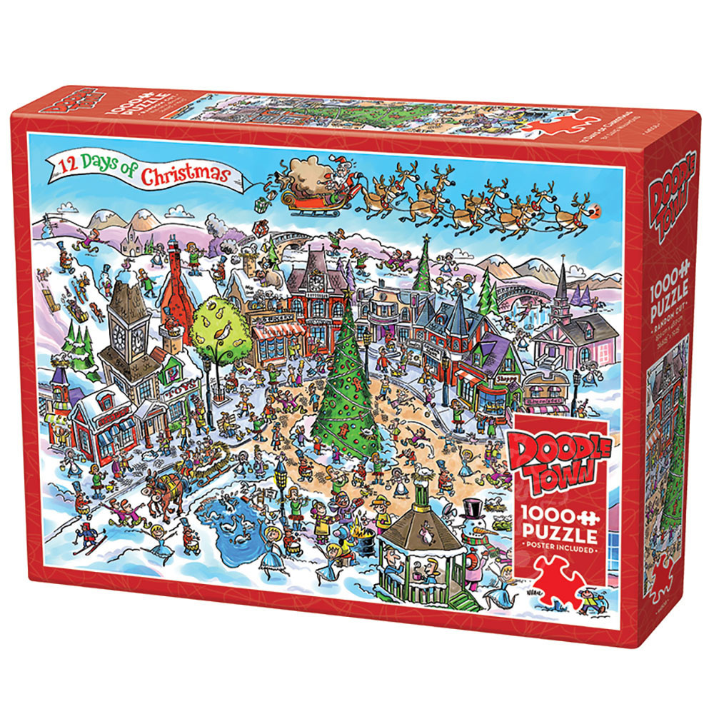 Cobble Hill Doodletown 12 Days of Christmas Puzzle 1000pcs - Puzzles Canada