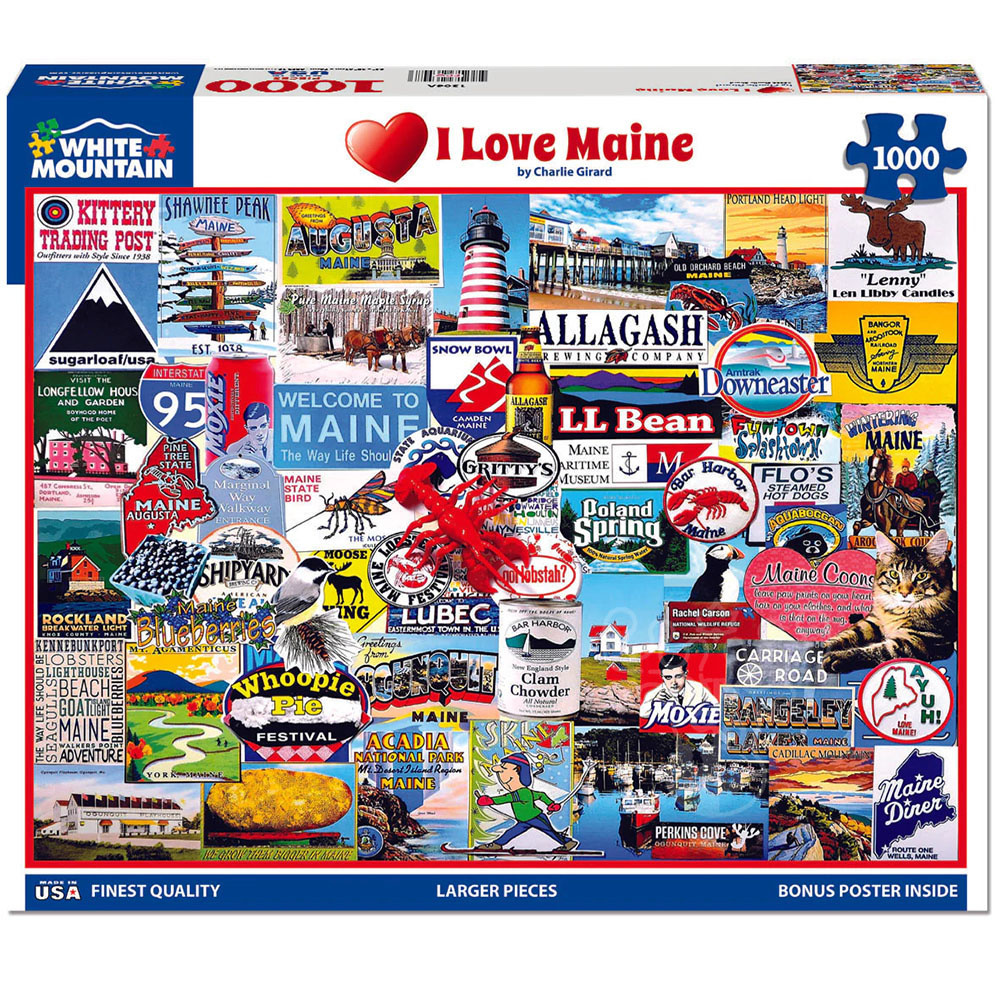 White Mountain I Love Maine Puzzle 1000pcs - Puzzles Canada