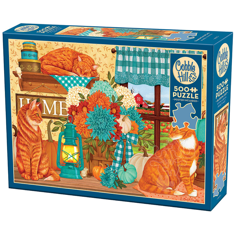 Cobble Hill Pumpkin Patch Cats Puzzle 500pcs - Puzzles Canada