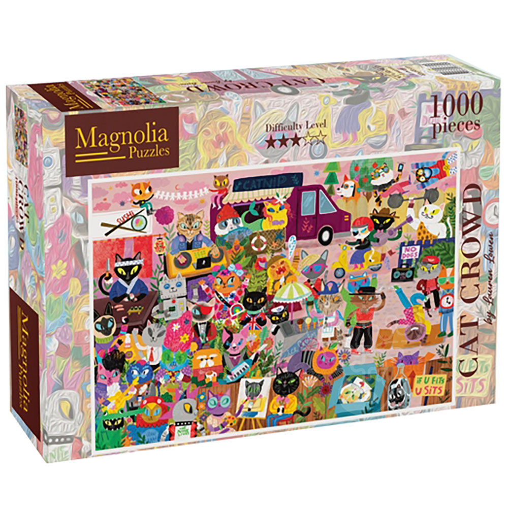 Magnolia Cat Crowd Puzzle 1000pcs - Puzzles Canada