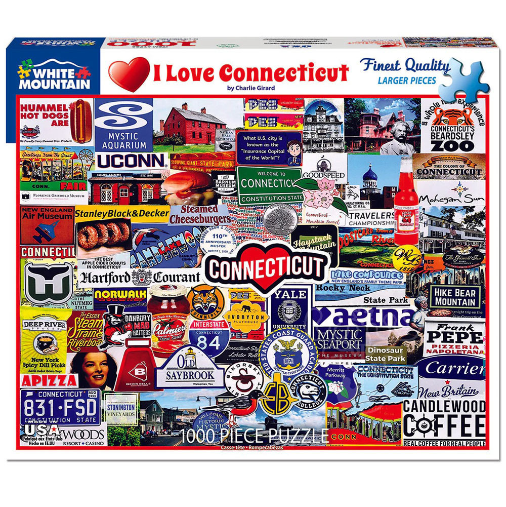 White Mountain I Love Connecticut Puzzle 1000pcs - Puzzles Canada