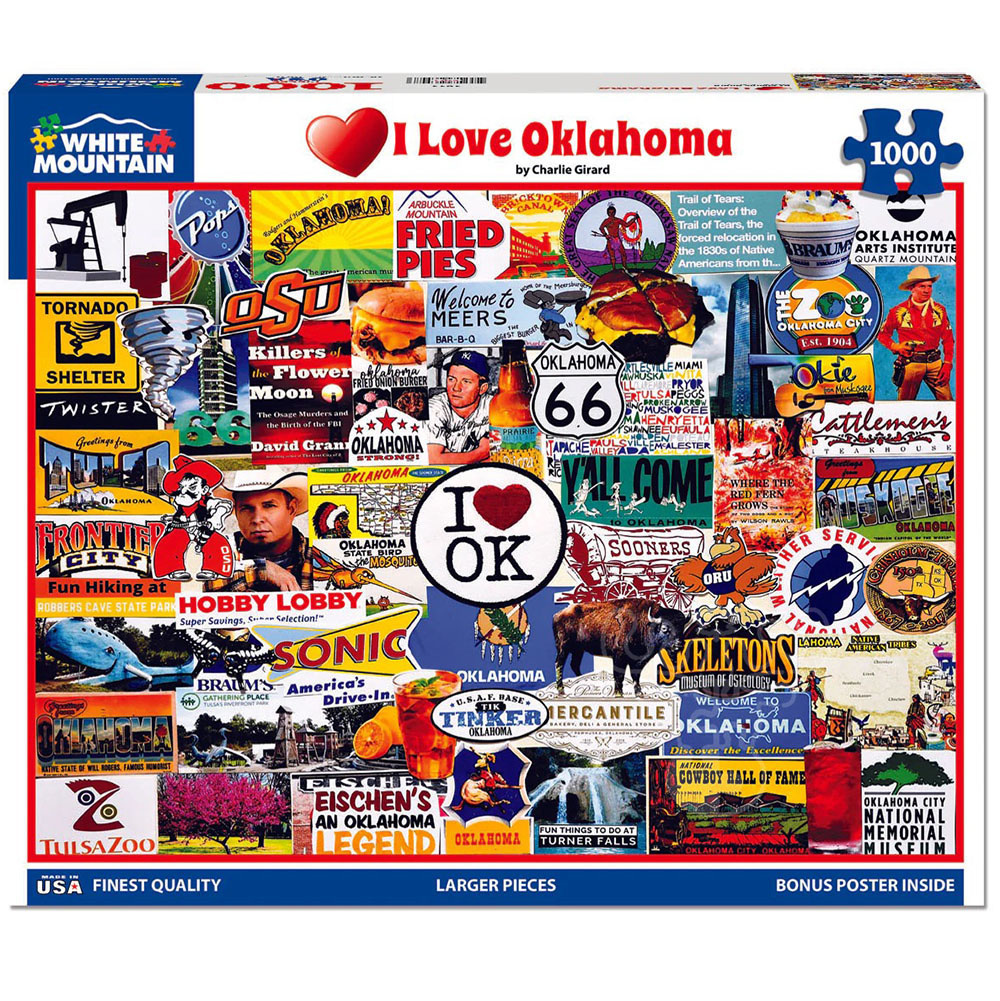 White Mountain I Love Oklahoma Puzzle 1000pcs - Puzzles Canada