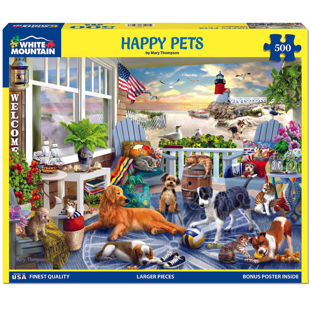 White Mountain Happy Pets Puzzle 500pcs - Puzzles Canada