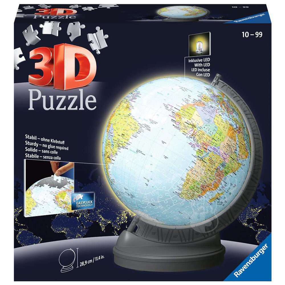 Ravensburger 3D Light Up Globe Puzzle 540pcs - Puzzles Canada