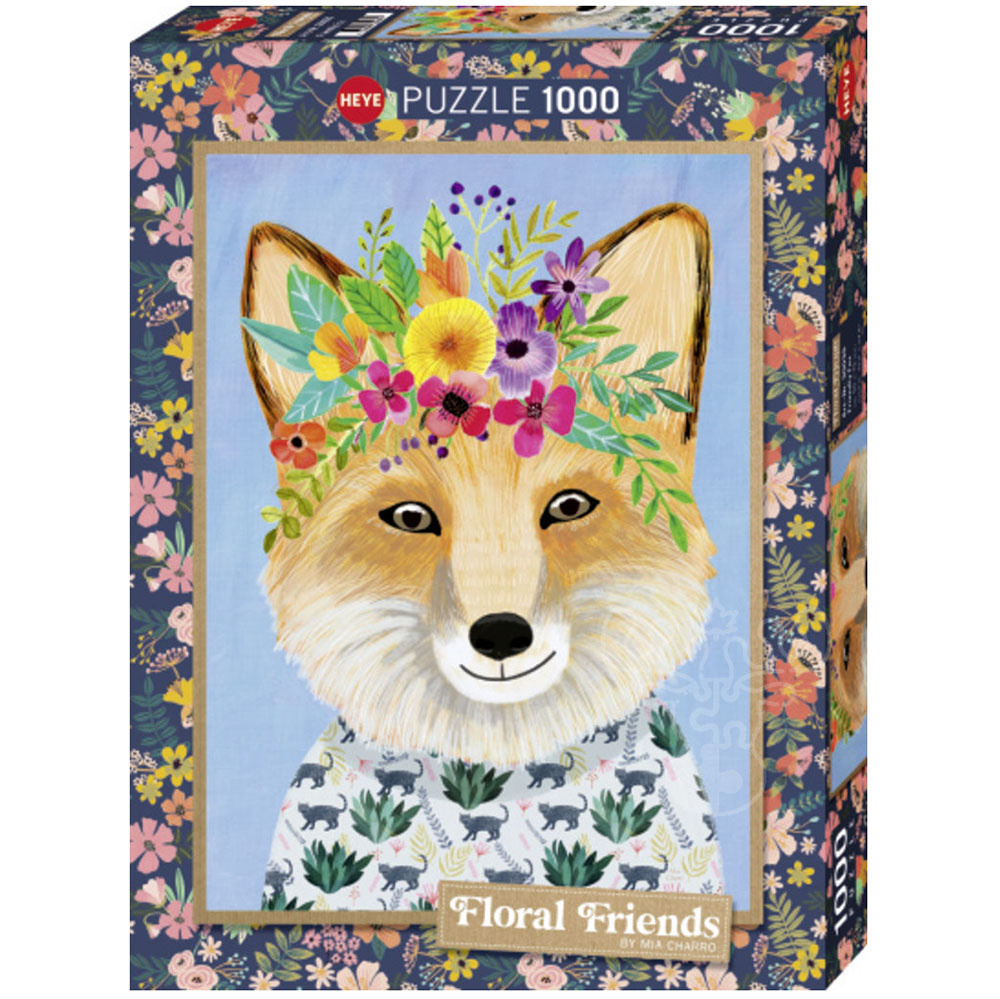 Heye Floral Friends Friendly Fox Puzzle 1000pcs - Puzzles Canada