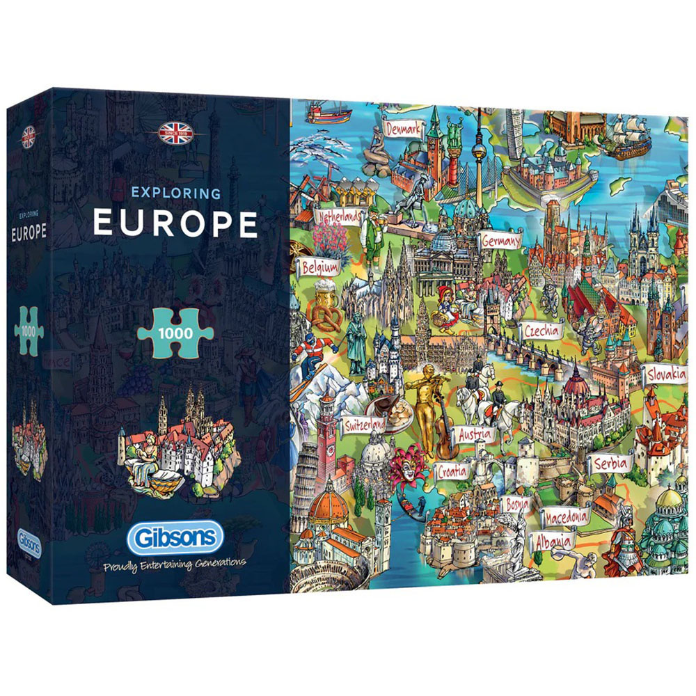 Gibsons Exploring Europe Puzzle 1000pcs - Puzzles Canada