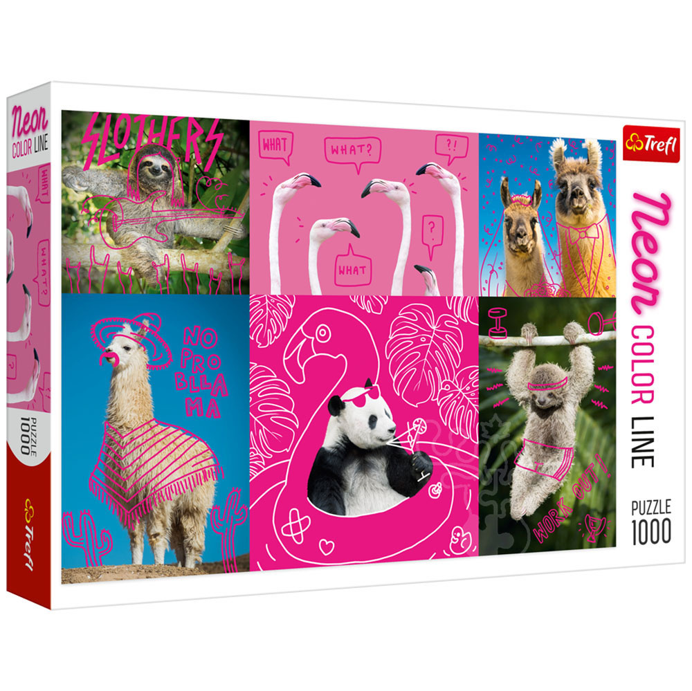 Trefl Neon Color Line: Crazy Animals Puzzle 1000pcs - Puzzles Canada
