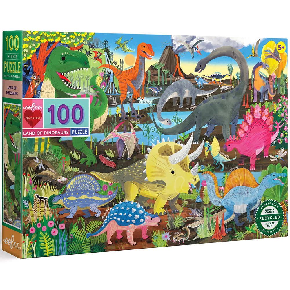 eeBoo Land of Dinosaurs Puzzle 100pcs - Puzzles Canada