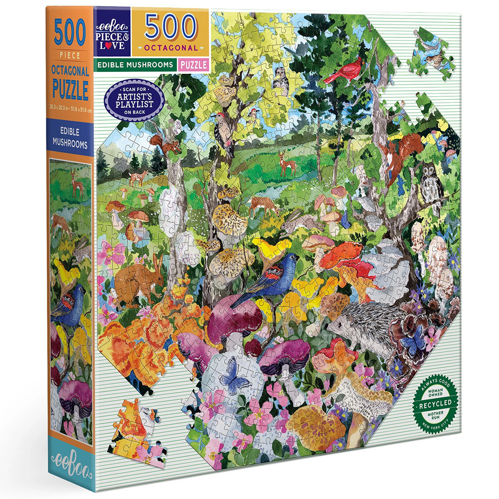eeBoo Edible Mushrooms Octagon Puzzle 500pcs - Puzzles Canada
