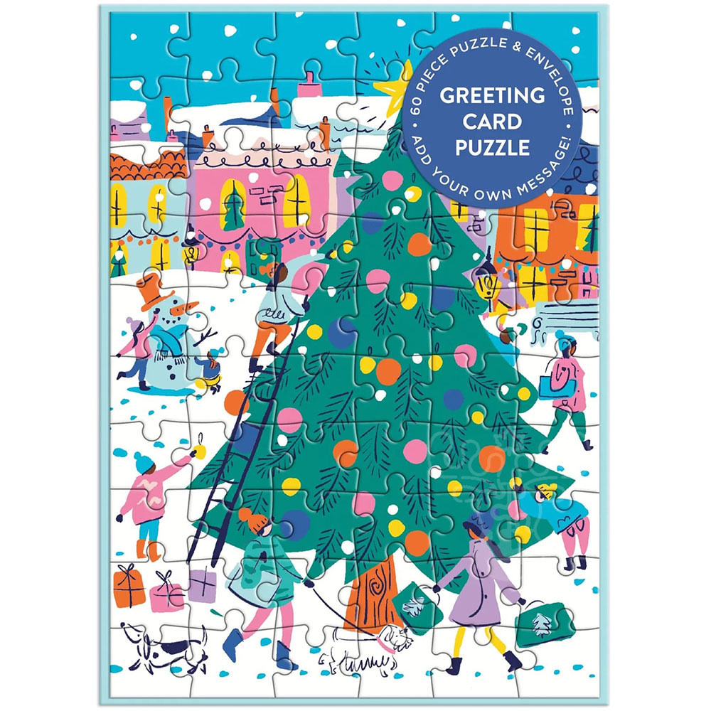 Galison Merry & Bright Greeting Card Puzzle 60pcs - Puzzles Canada