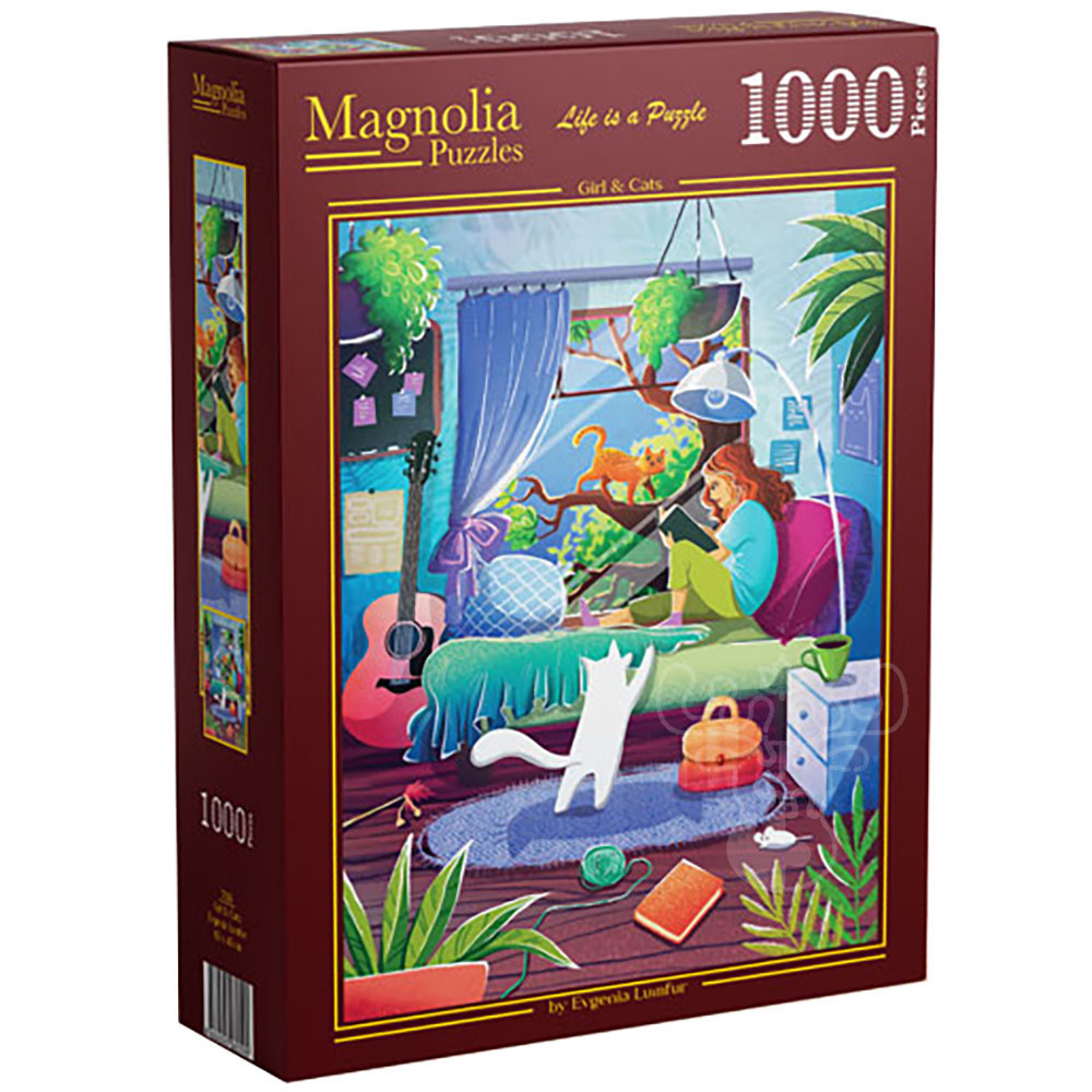 Magnolia Girl and Cats Puzzle 1000pcs - Puzzles Canada