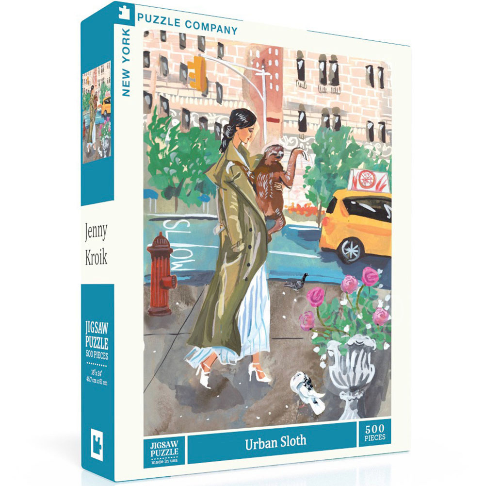 New York Puzzle Co. Jenny Kroik: Urban Sloth Puzzle 500pcs - Puzzles Canada