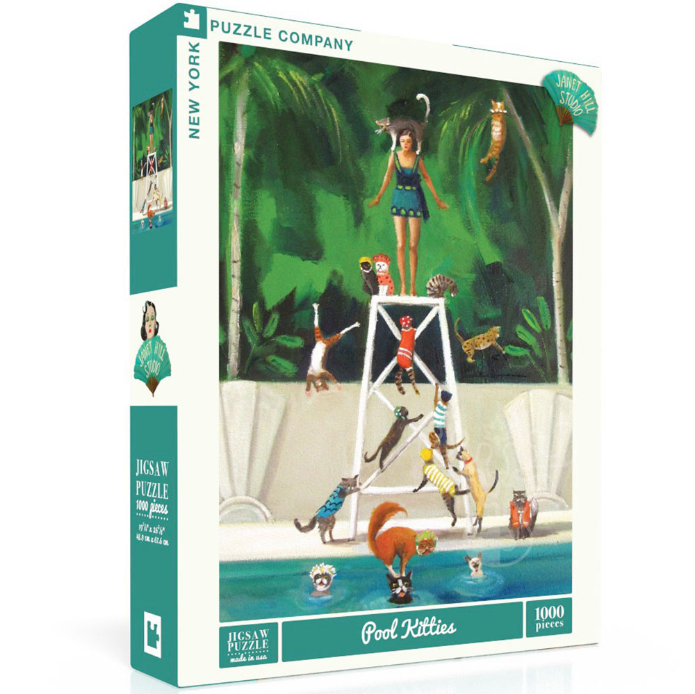 New York Puzzle Co. Janet Hill: Pool Kitties Puzzle 1000pcs - Puzzles Canada