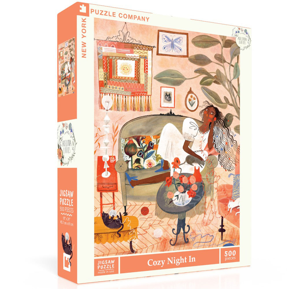 New York Puzzle Co. Adelina Lirius: Cozy Night In Puzzle 500pcs - Puzzles Canada