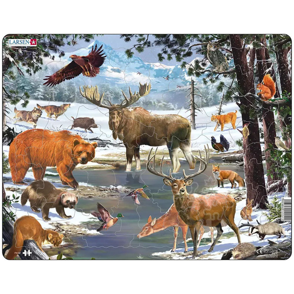 Larsen Canadian Animals Tray Puzzle 54pcs - Puzzles Canada