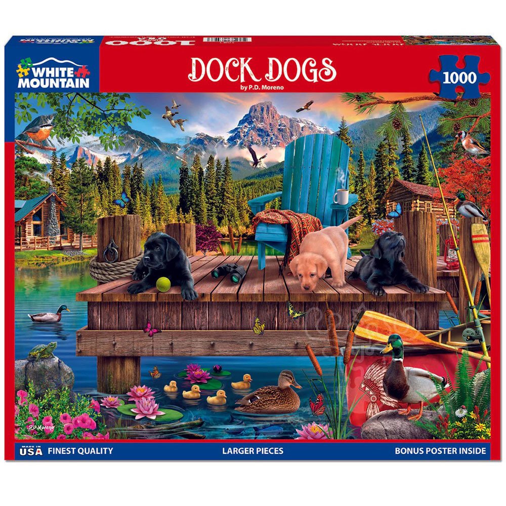 White Mountain Dock Dogs Puzzle 1000pcs - Puzzles Canada
