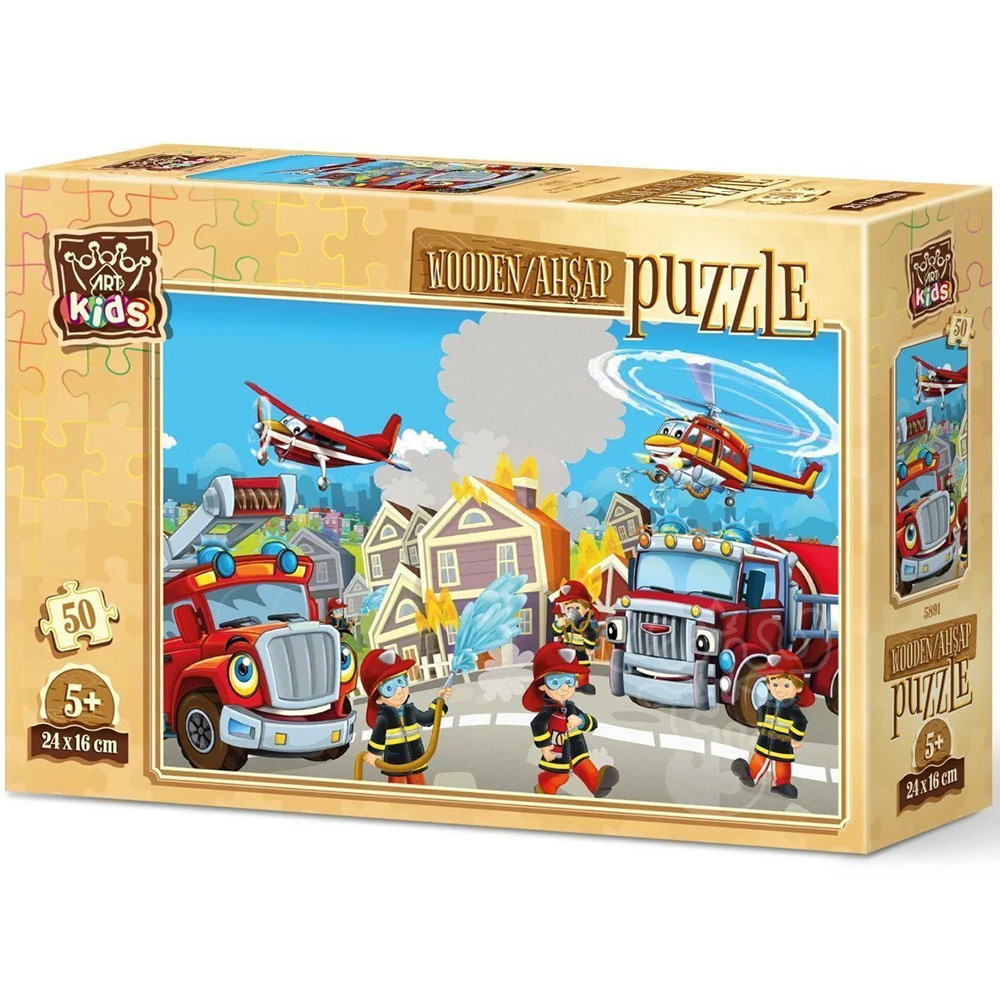 Art Puzzle Hero Firefighters Wooden Puzzle 50pcs - Puzzles Canada