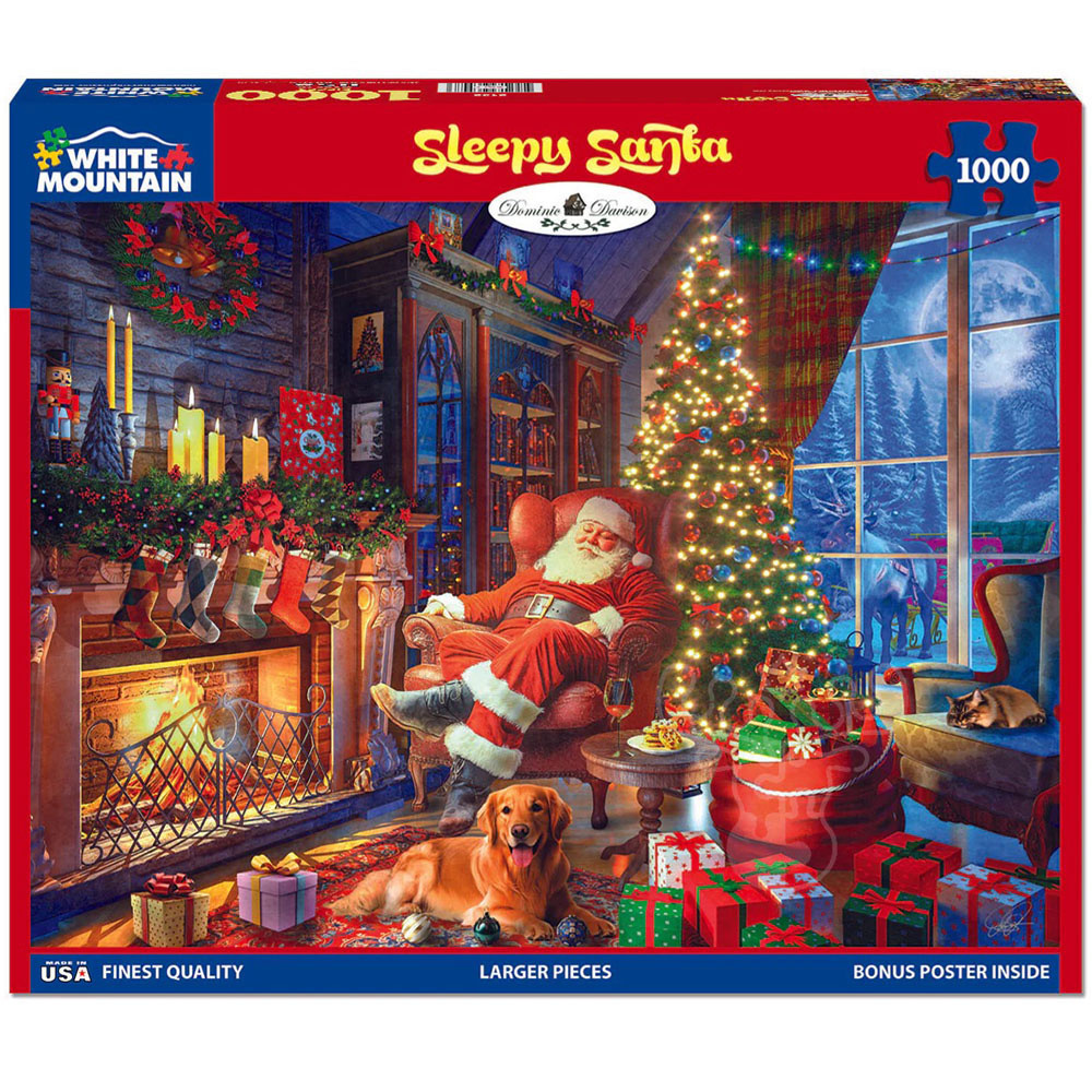 White Mountain Sleepy Santa Puzzle 1000pcs - Puzzles Canada