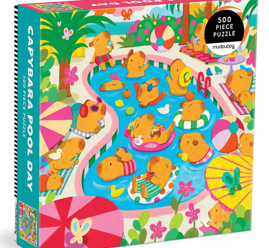 Mudpuppy Capybara Pool Day Puzzle 500pcs - Puzzles Canada