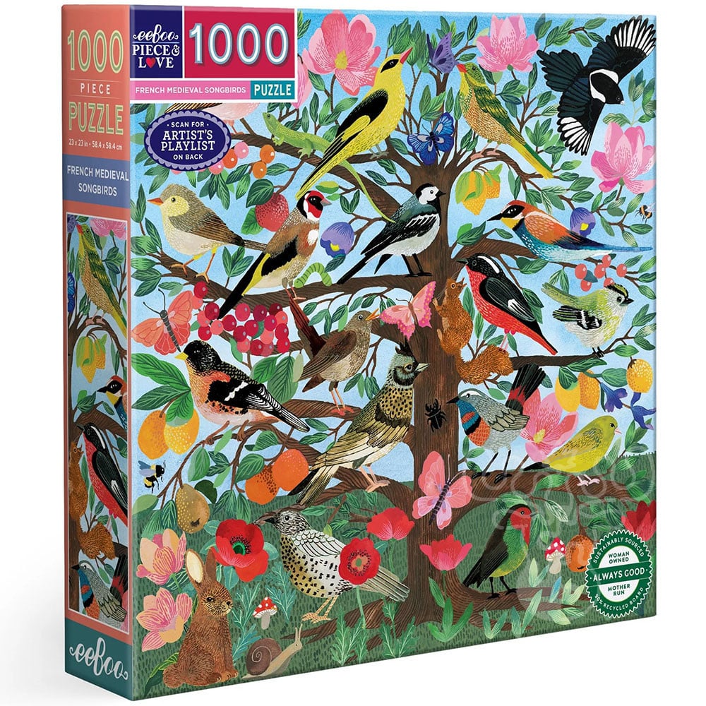 eeBoo French Medieval Songbirds Puzzle 1000pcs - Puzzles Canada