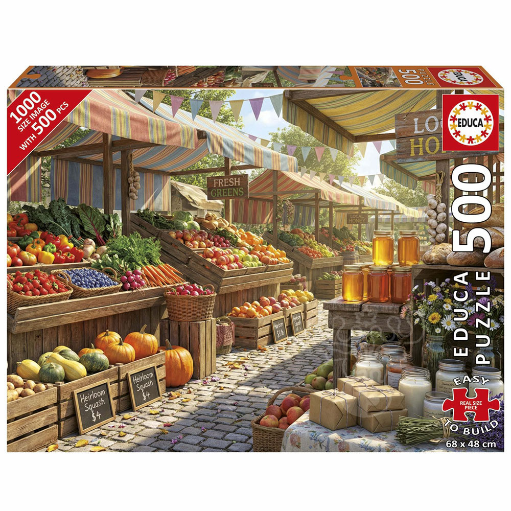 Educa Sunny Farm Market Puzzle 500pcs Larger Pieces - Puzzles Canada