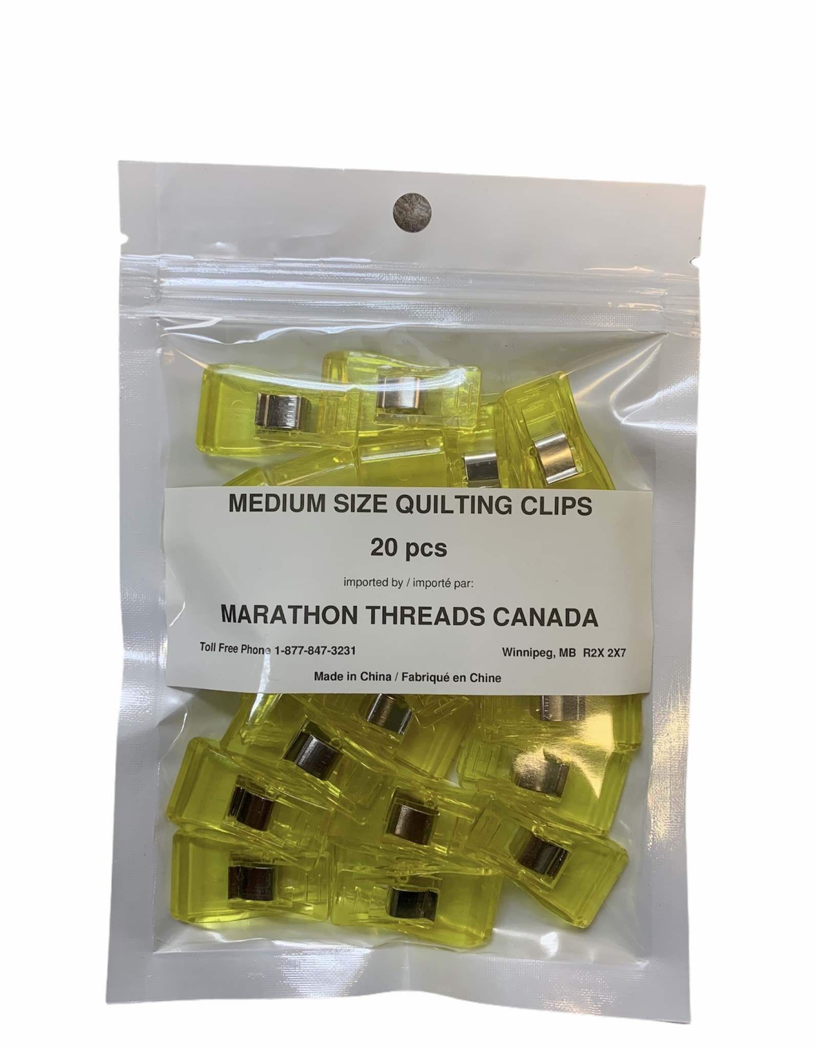 Quilting Clips - Medium 20 pcs Yellow - Dominion Sewing Centre & Studio