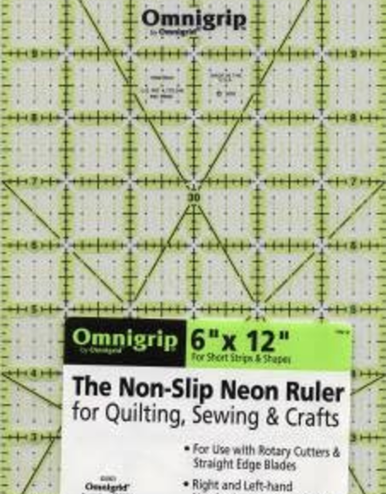 Omnigrid Omnigrip Neon Ruler 6in x 12in - Dominion Sewing Centre & Studio