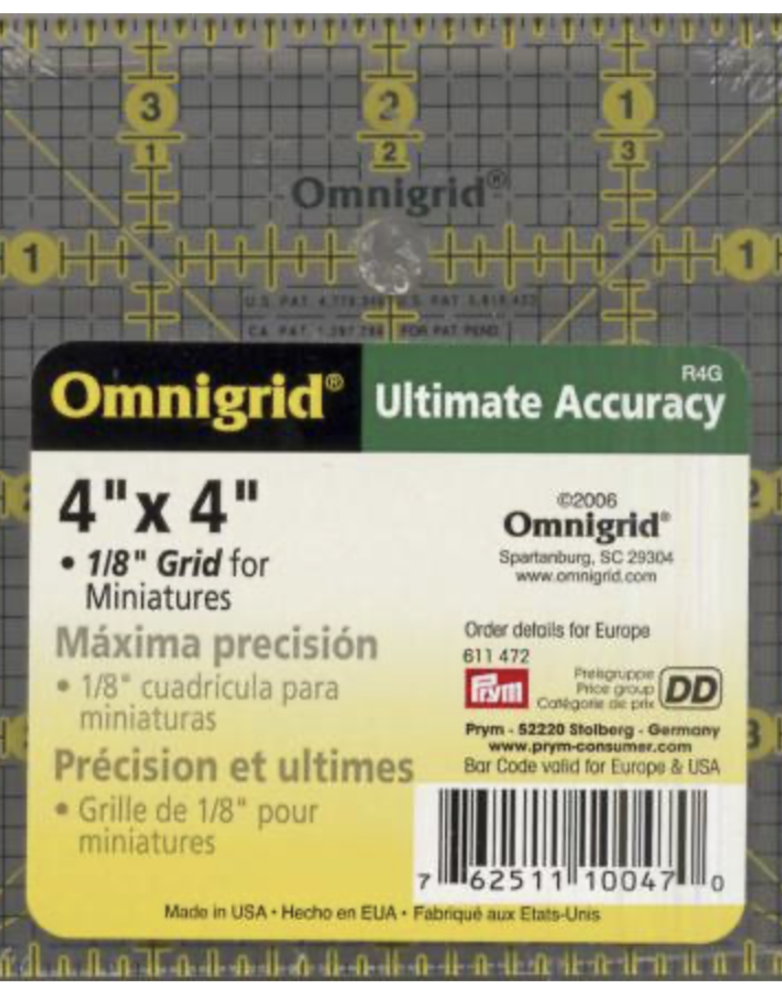 Omnigrid Ruler 4in x 4in With 1/8in Grid - Dominion Sewing Centre & Studio