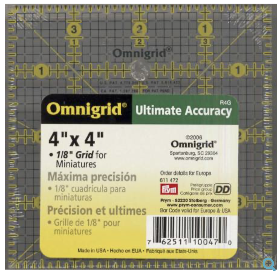 Omnigrid Ruler 4in x 4in With 1/8in Grid - Dominion Sewing Centre & Studio
