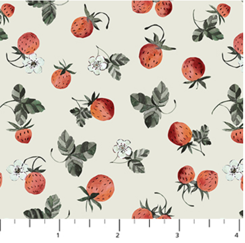 Blossom Breeze -Strawberries - Sage - Dominion Sewing Centre & Studio