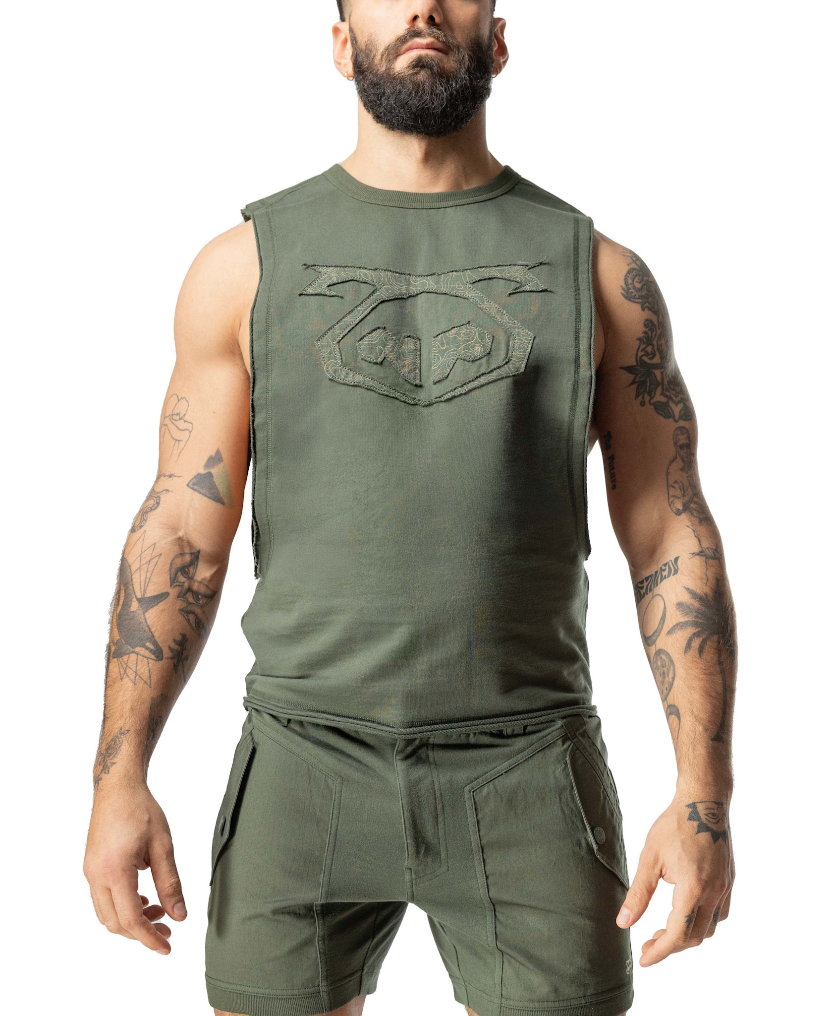 Nasty Pig Topographic Shredder Tank Top - Army Green - Doghouse Leathers