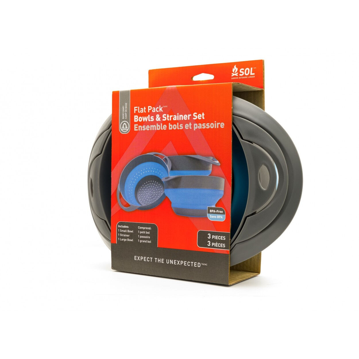 SOL Flat Pack Bowls And Strainer Set - MountainOps Outdoor Gear