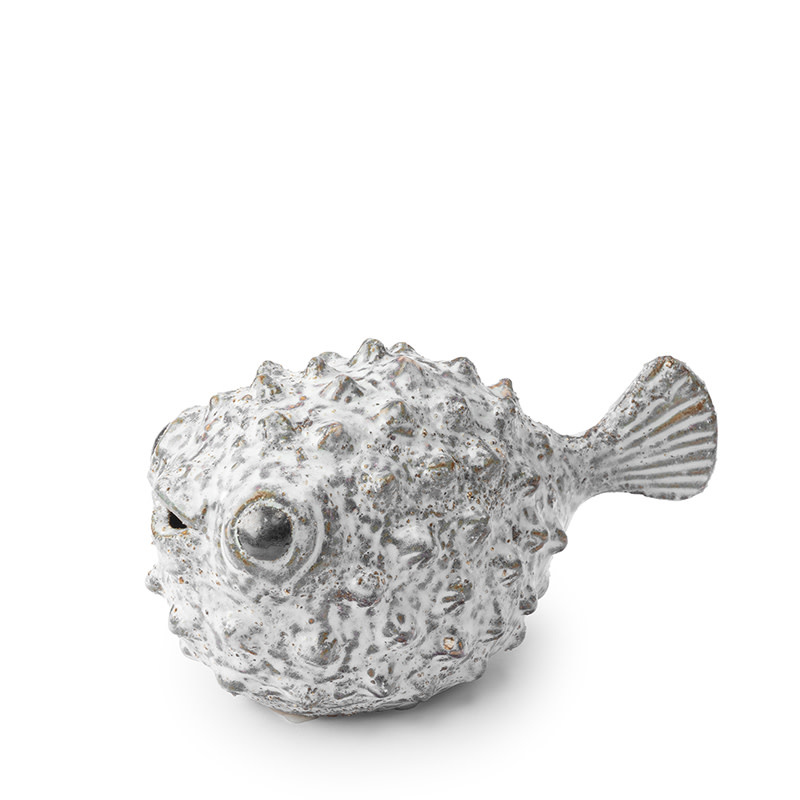 PUFFER FISH CERAMIC WHITE SMALL - Portside Interiors