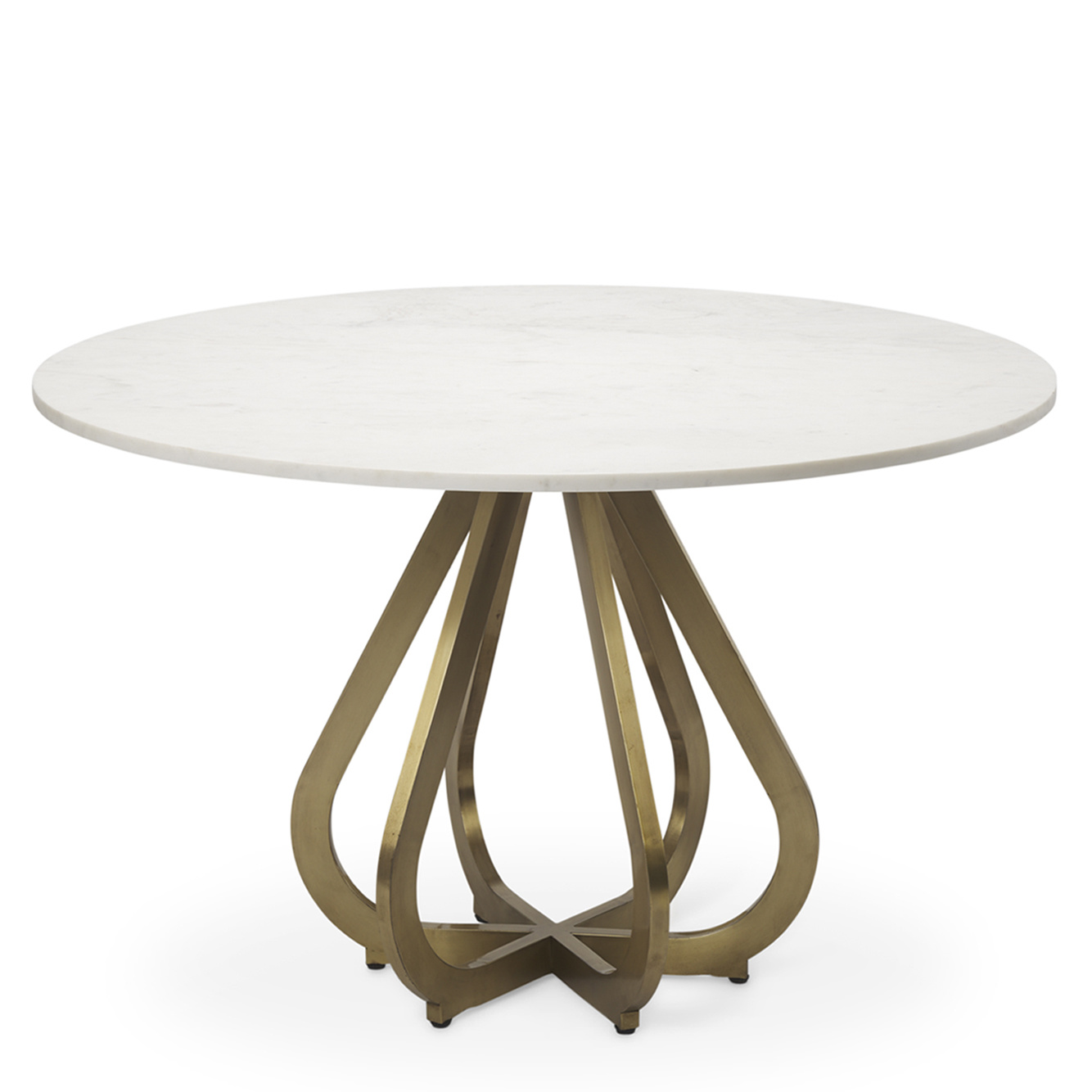 HEART DINING TABLE ROUND 48" MARBLE GOLD BASE - Portside Interiors