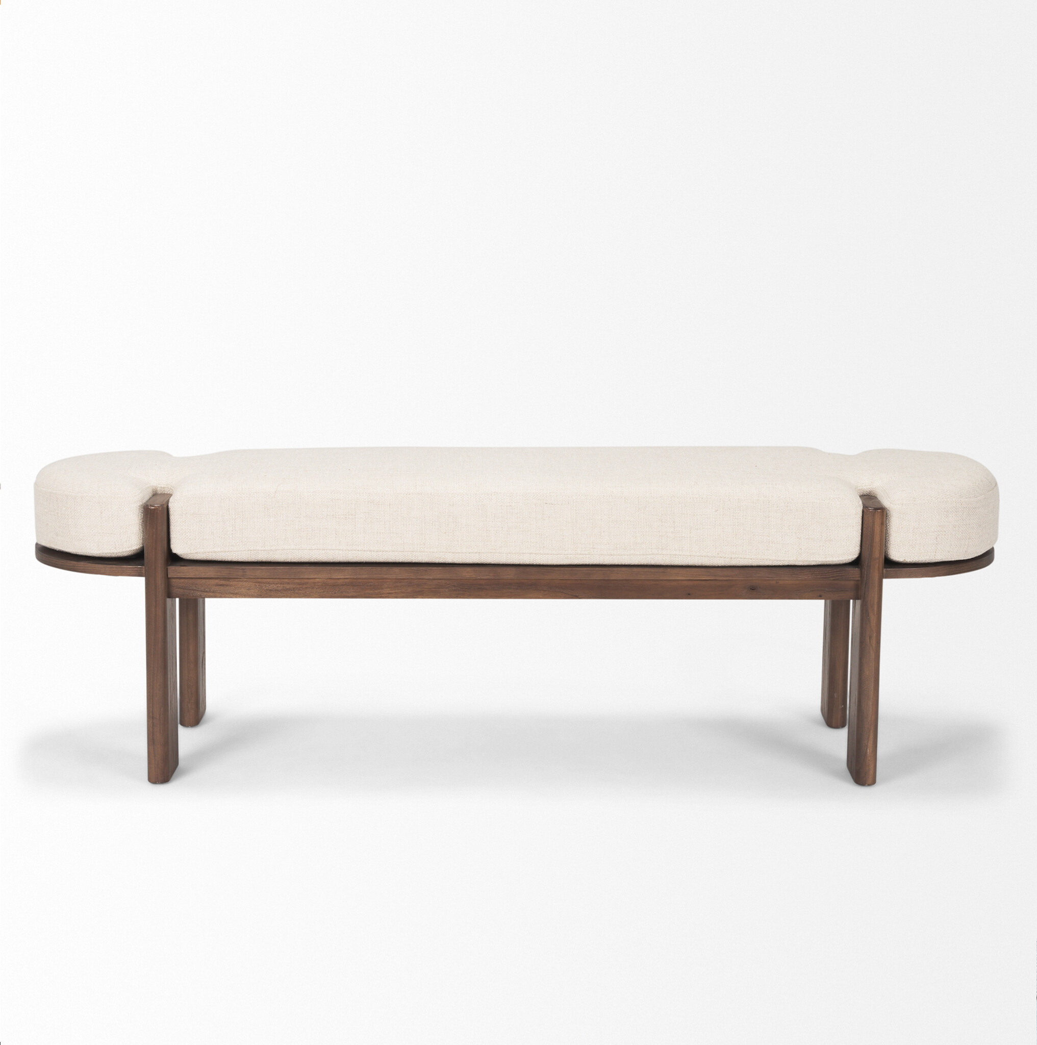 HARRIS BENCH WHITE SAND DARK BROWN LEG - Portside Interiors