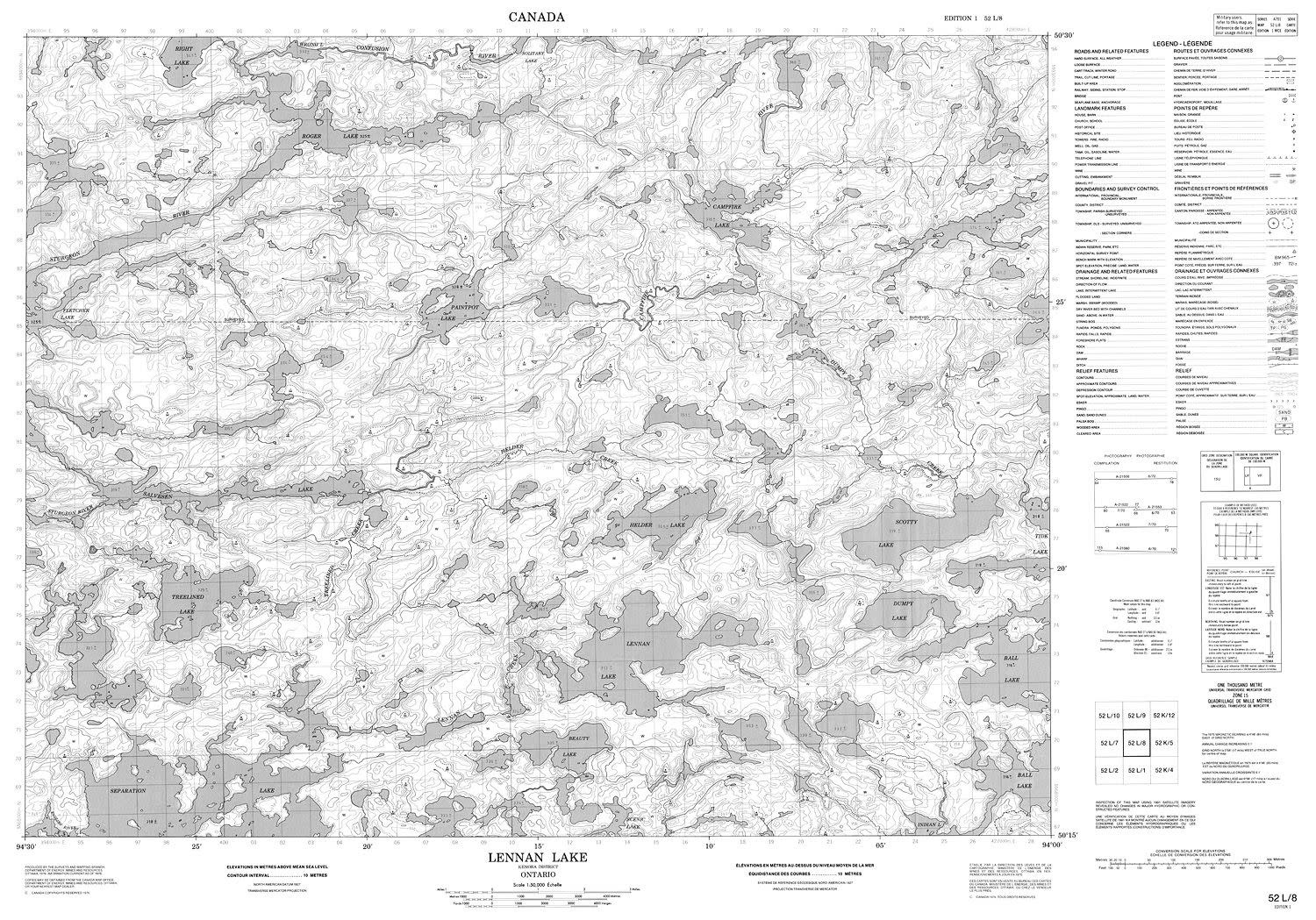 CANADIAN TOPO TOPOGRAPHIC MAP - 052L08 - LENNAN LAKE - Lefebvre's