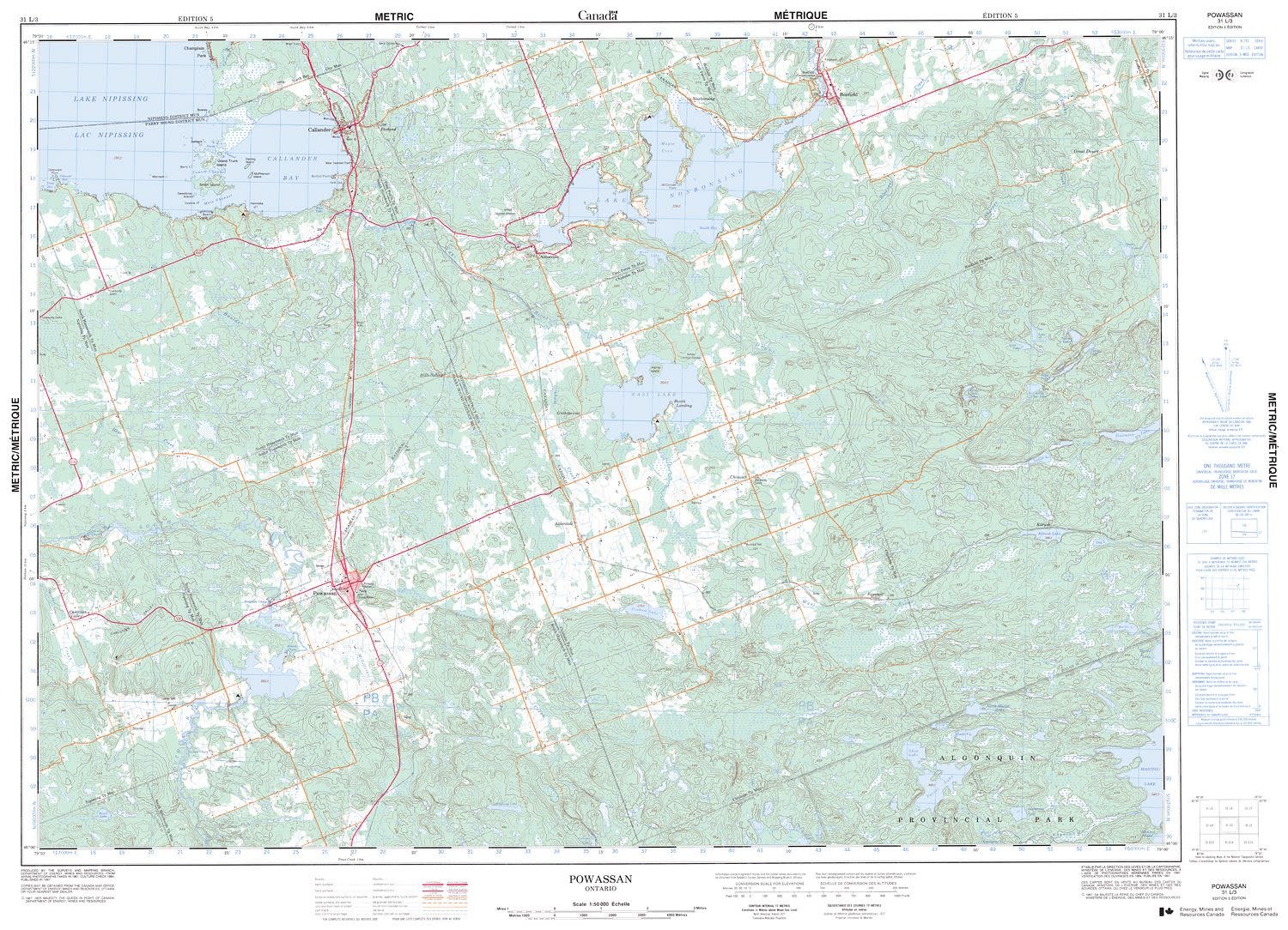 CANADIAN TOPO TOPOGRAPHIC MAP - 031L03 - POWASSAN - Lefebvre's